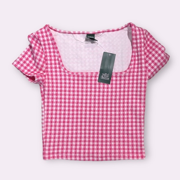 wild fable | Tops | Pink And White Checkered Crop Top | Poshmark